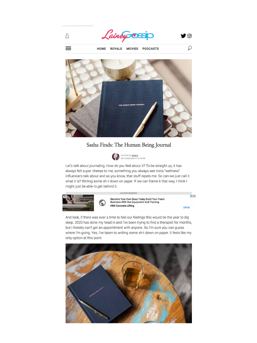 Press and Media Coverage of The Human Being Journal